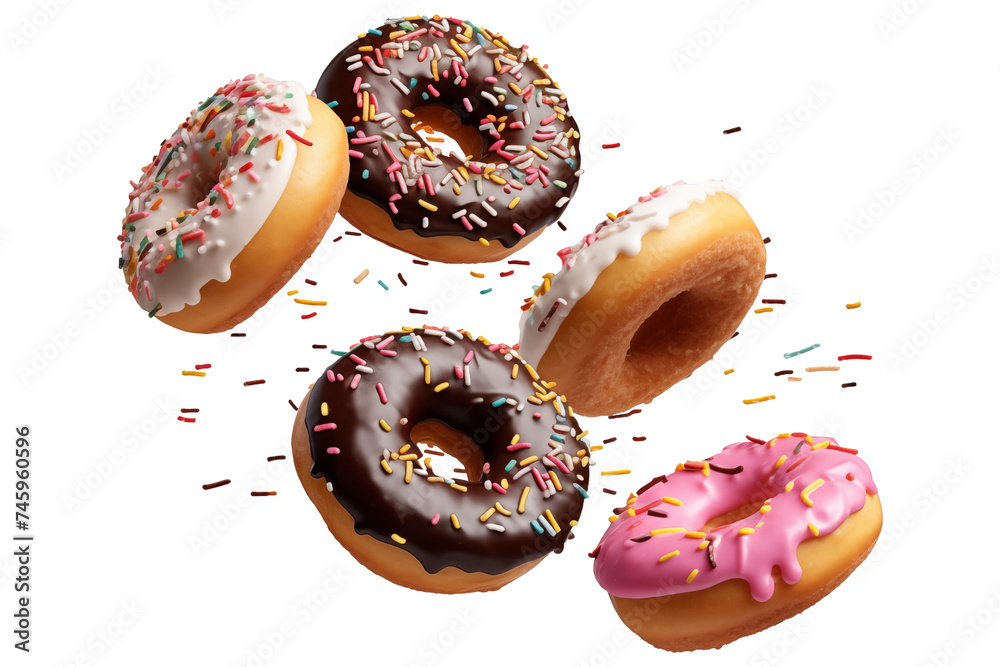 Delecious Floating donuts PNG with sprinkling falling in motion ...