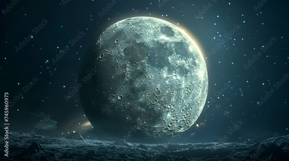 Creating a sharp, realistic image of the moon glowing in the night sky ...