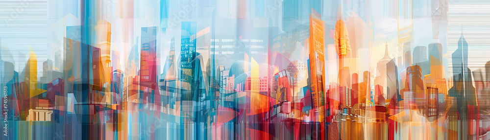 Futuristic cityscapes inspired by cryptic art movements, where ...