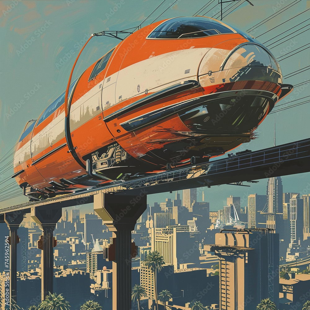 Retro-futurism scene, obsolete technology reimagined with modern ...