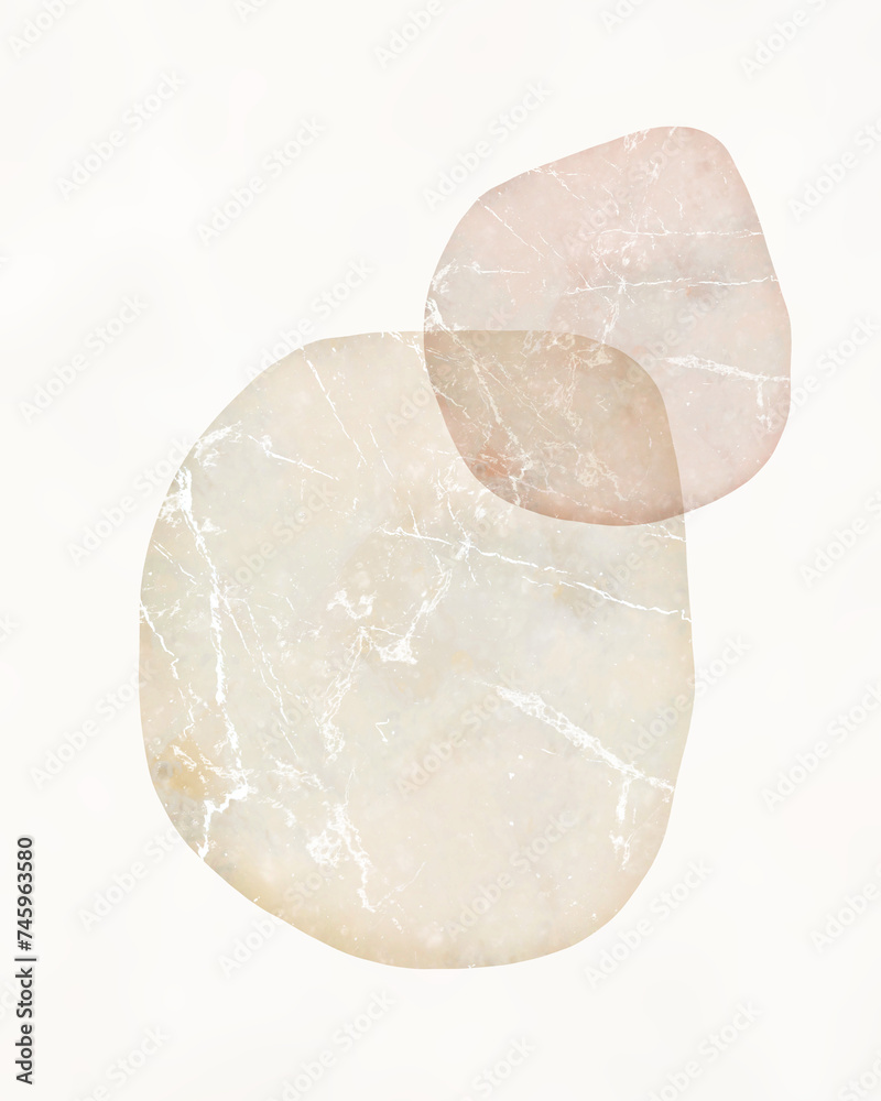 Trendy Minimalist Art with Round Stones. Light Ivory and Light Pink ...