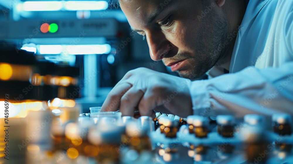 With a sense of responsibility, a man oversees the assembly line in a ...