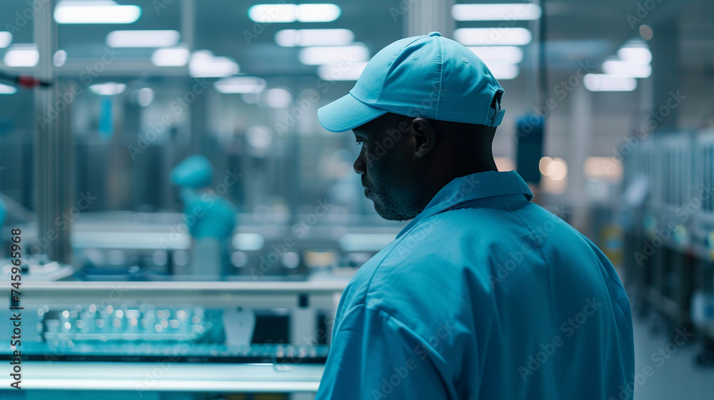 With a commitment to quality, a man stands at the assembly line in a ...