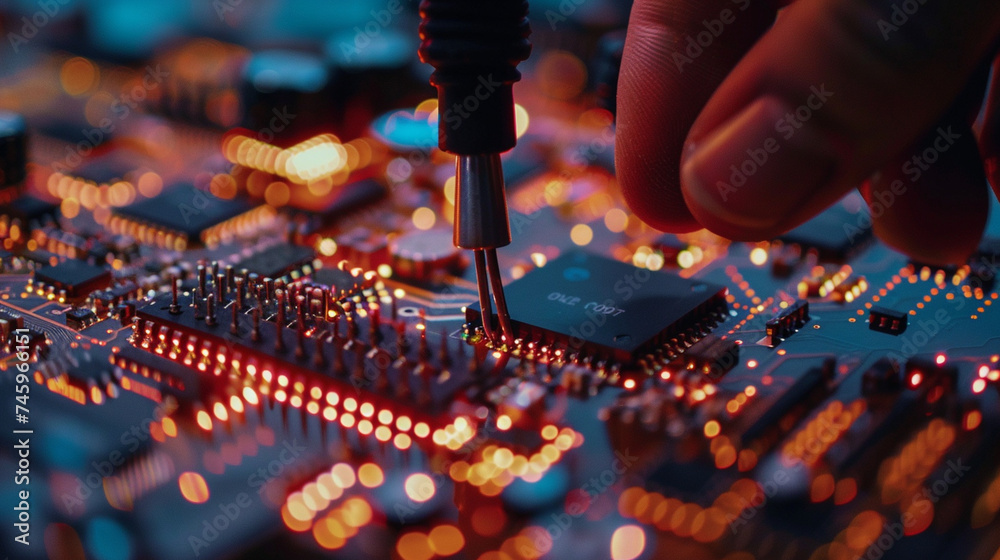 In the heart of innovation, a close-up shot captures workers at the ...
