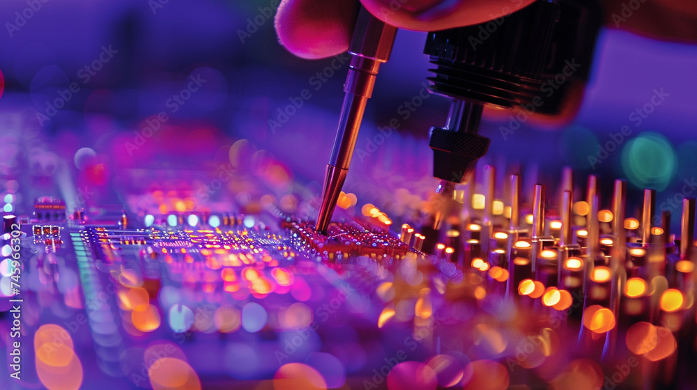 In the fast-paced world of microchip production, a close-up view ...
