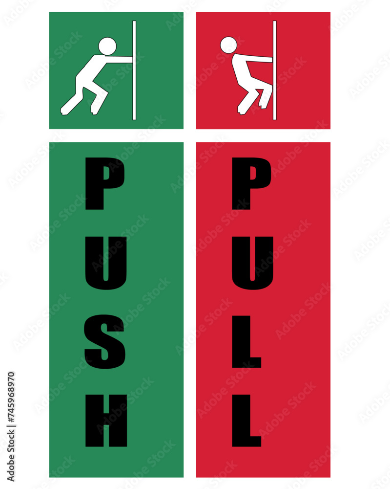 door direction telling graphics push and pull graphics Stock Vector ...