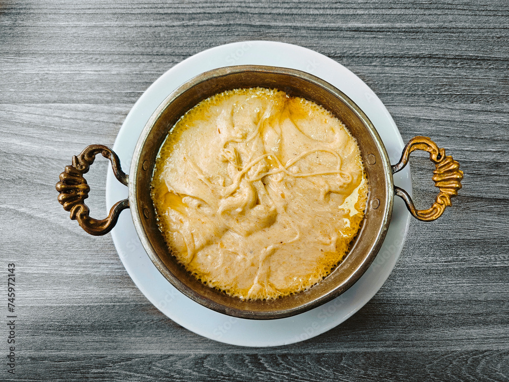 Traditional Turkish meal called Mihlama | Kuymak served in a hot pan ...