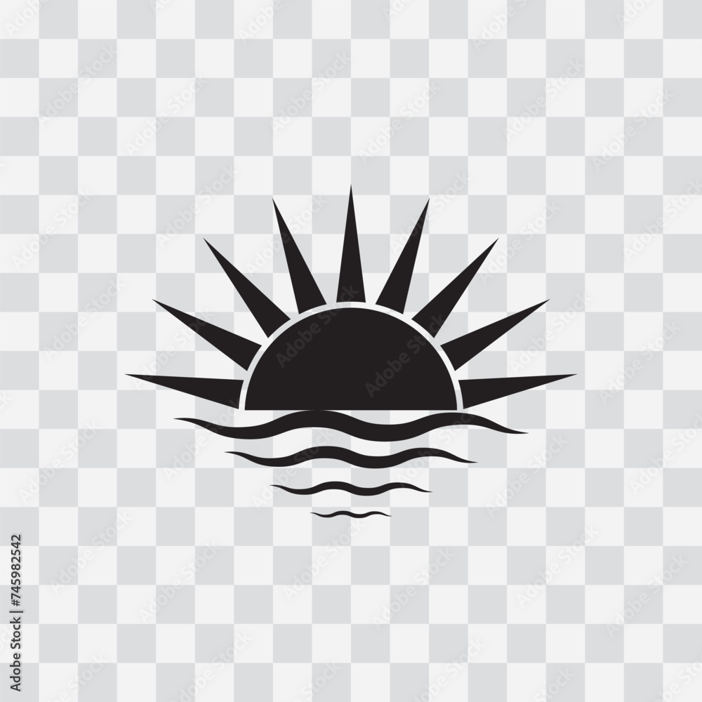 Sunrise silhouette Icon, Sunrise silhouette, icon, vector design on ...