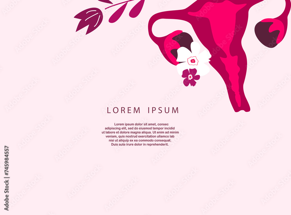 Banner promo with place for text and Womb Uterus.Support Women Feminine ...