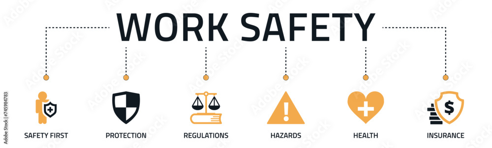 Work safety banner web icon vector illustration for occupational safety ...