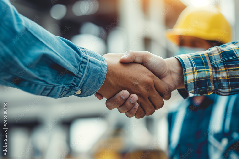 Engineer Team dealing cooperation shaking hand together. Engineering ...