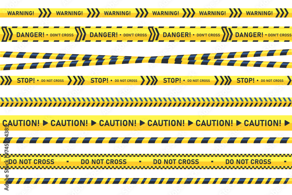 Police danger caution. Crime line tape. Danger area or crime scene zone ...