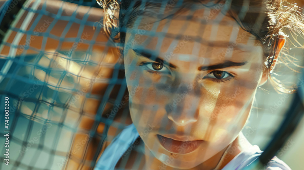 Tenniswoman Portrait With Intensity And Determination Etched On His ...