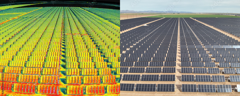 Side by side thermal / visible images of renewable power from a thermal ...