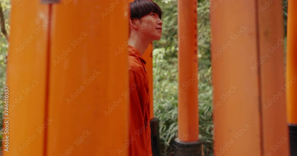 Fushimi Inari shrine, man and shinto religion with thinking, ideas and ...