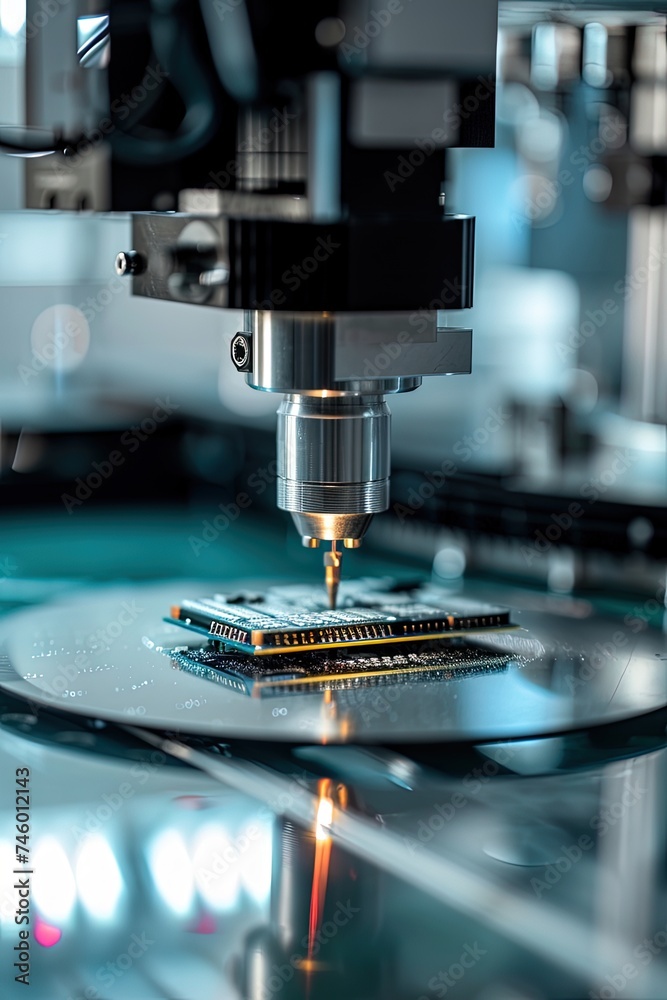 Computer chip manufacturing at fab. Semiconductor packaging process ...