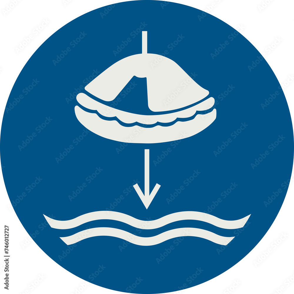 OBLIGATION SIGN PICTOGRAM, LOWER THE LIFEBOAT TO THE WATER (LIFEBOAT ...