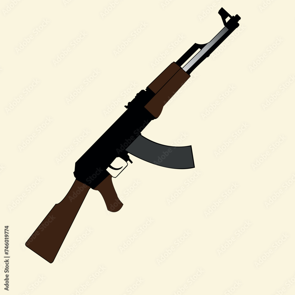 The machine gun is drawn as a side view. The weapon consists of a stock ...