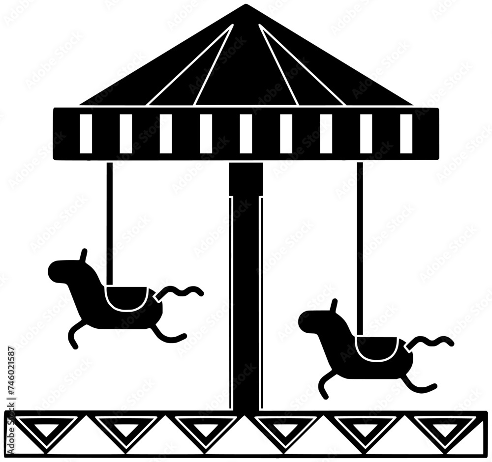 amusement illustration carousel silhouette leisure logo horse icon fair outline park ...