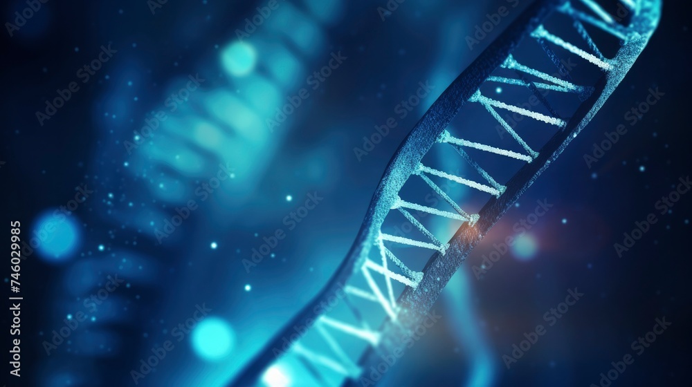 Human DNA helix. Abstract medical blue background. Medicine, genetics ...