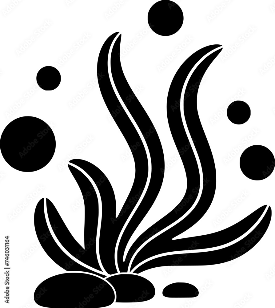 seaweed illustration marine silhouette nature logo ocean icon water ...