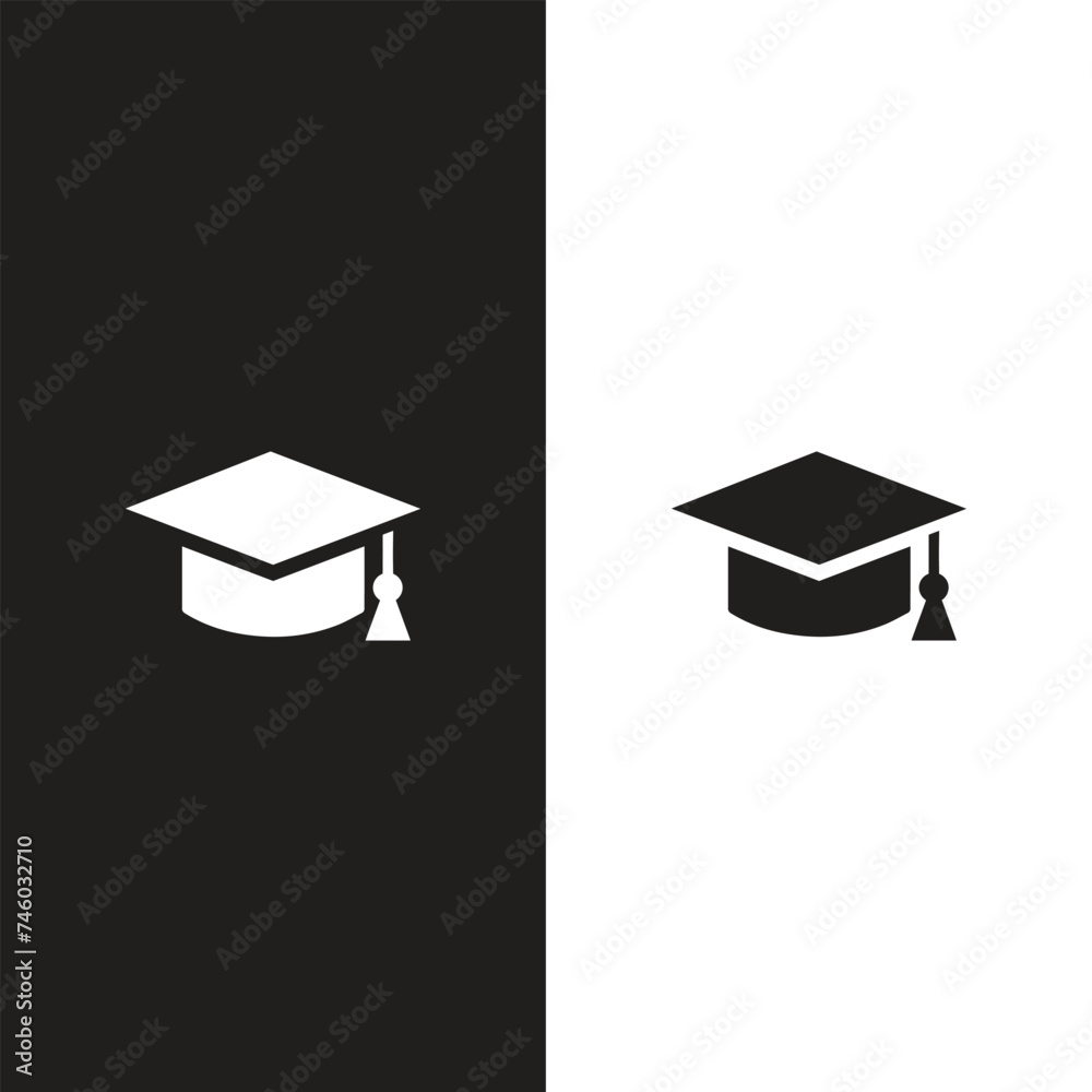 Graduation cap icon. line and glyph version, student hat outline and ...
