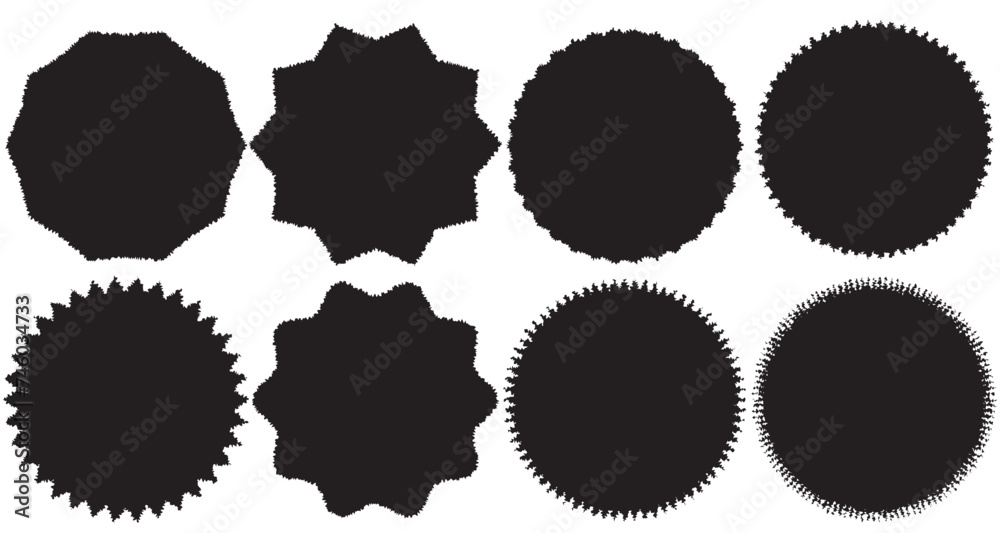 Set of grunge jagged rectangle shape sticker . Black torn paper sheet ...