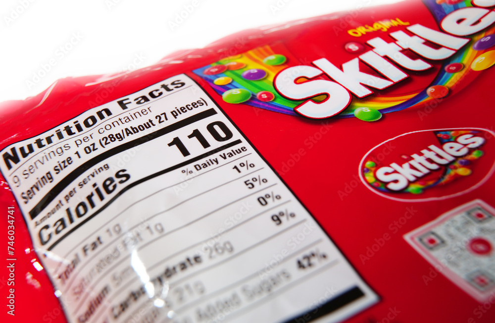 Raleigh, NC - USA - 02-2-2024: Nutrition label on a bag of Original ...
