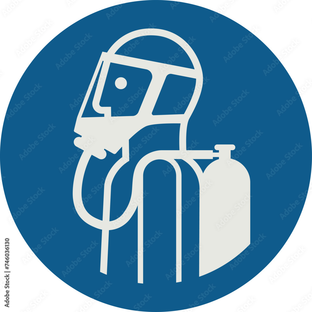 OBLIGATION SIGN PICTOGRAM, USE BREATHING EQUIPMENT (SCBA) ISO 7010 ...
