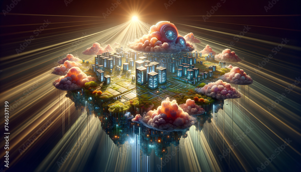 Vibrant cloud native ecosystem with interconnected islands and ...