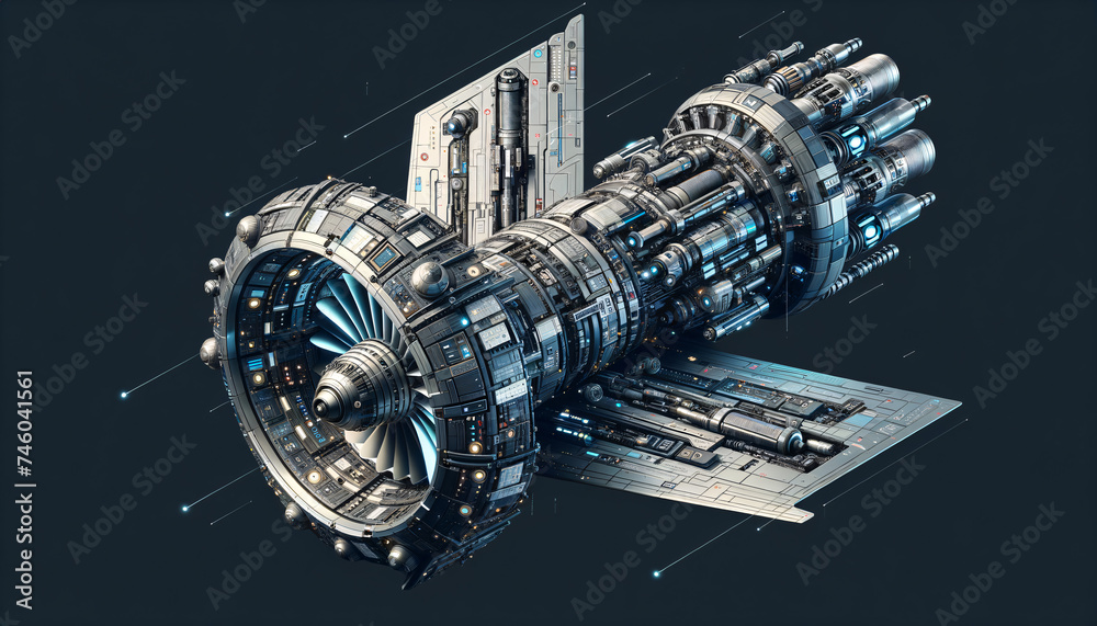 Utilitarian warp drive engine with digital disintegration Stock ...