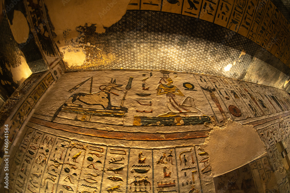Inside a tomb in the Valley of the Kings, the area where rock-cut tombs ...