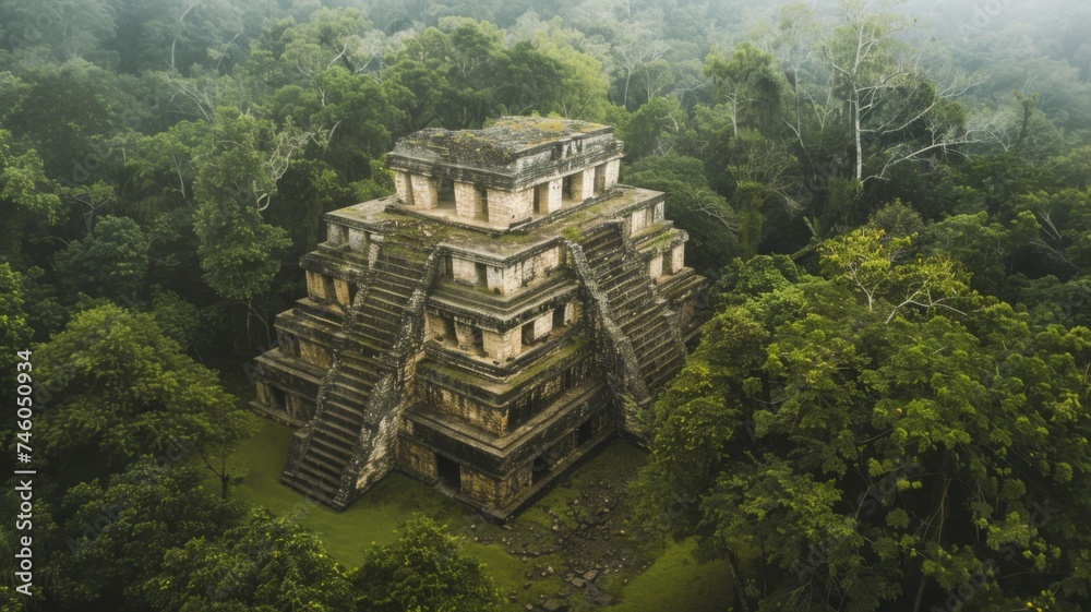 Ancient Mayan temple surrounded by forest - A mystic Mayan pyramid ...