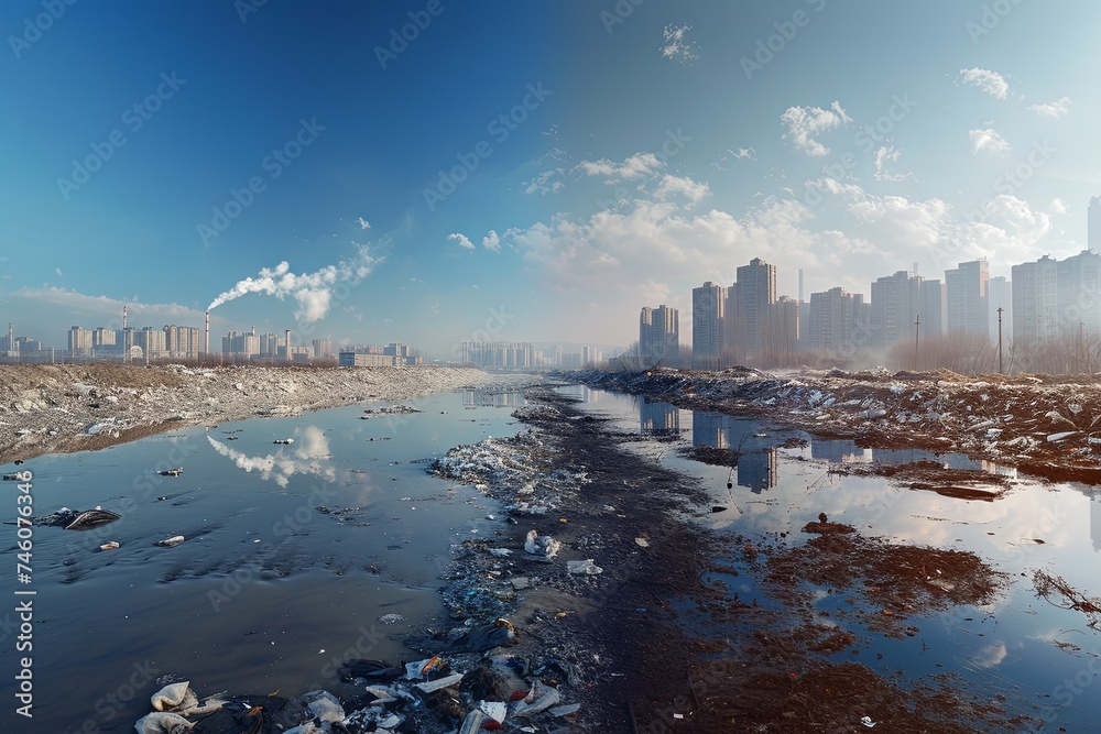 Picture Of Showing The Devastating Effects Of Industrial Pollution On A