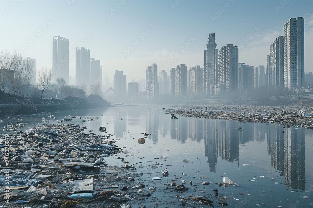 Picture Of Showing The Devastating Effects Of Industrial Pollution On A