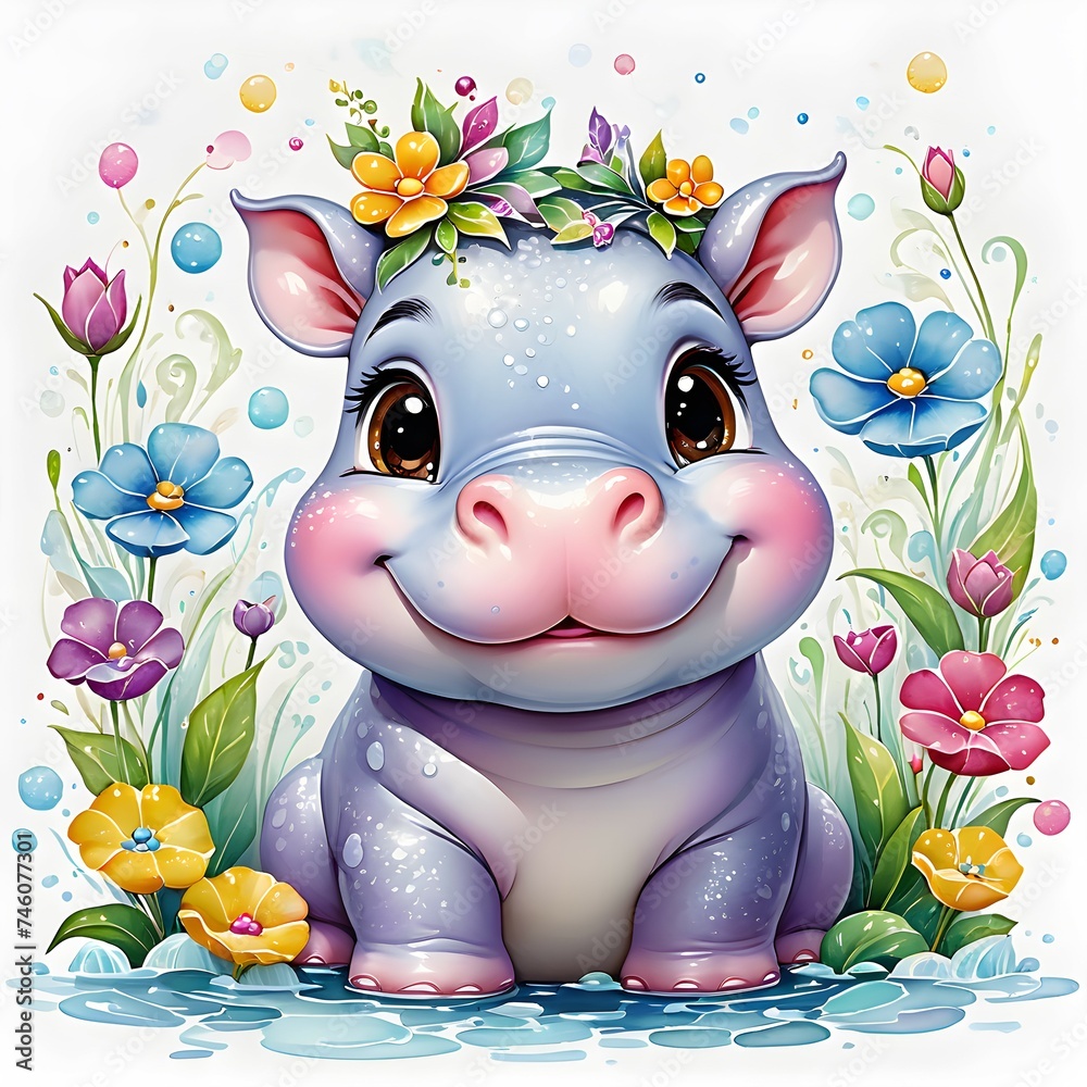 "Cartoon Cute: The Tale of the Little Cute Hippopotamus" is a charming ...