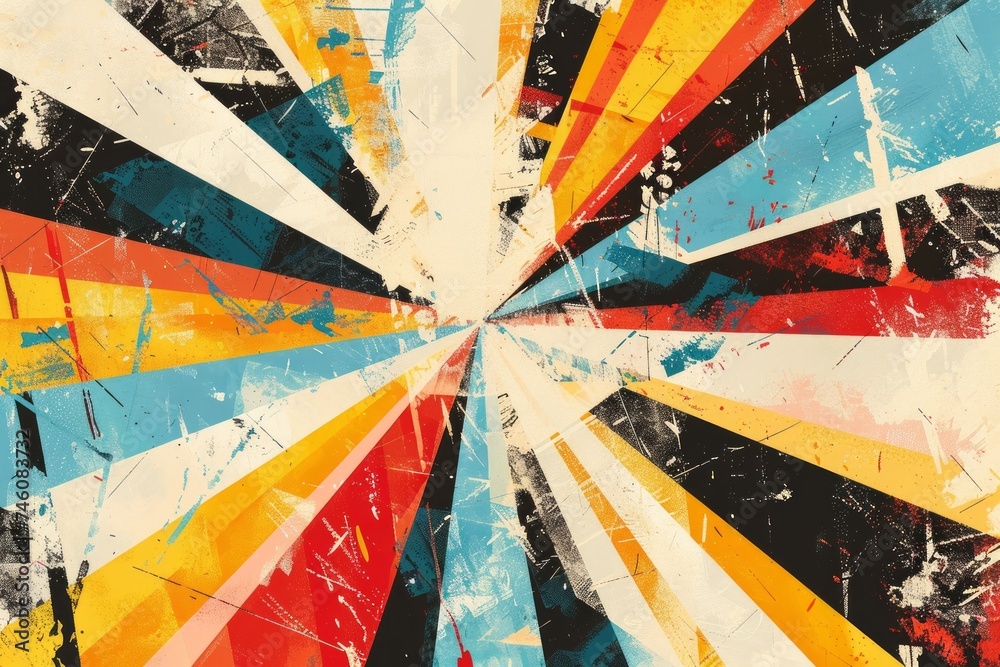 Groovy carnival background in retro 60s and 70s style. star and rainbow ...