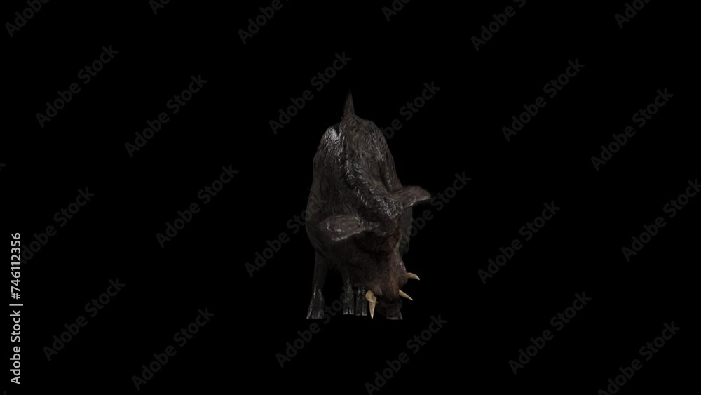 3D wildlife Boar eating root, fallen fruits with front view, 4k ...