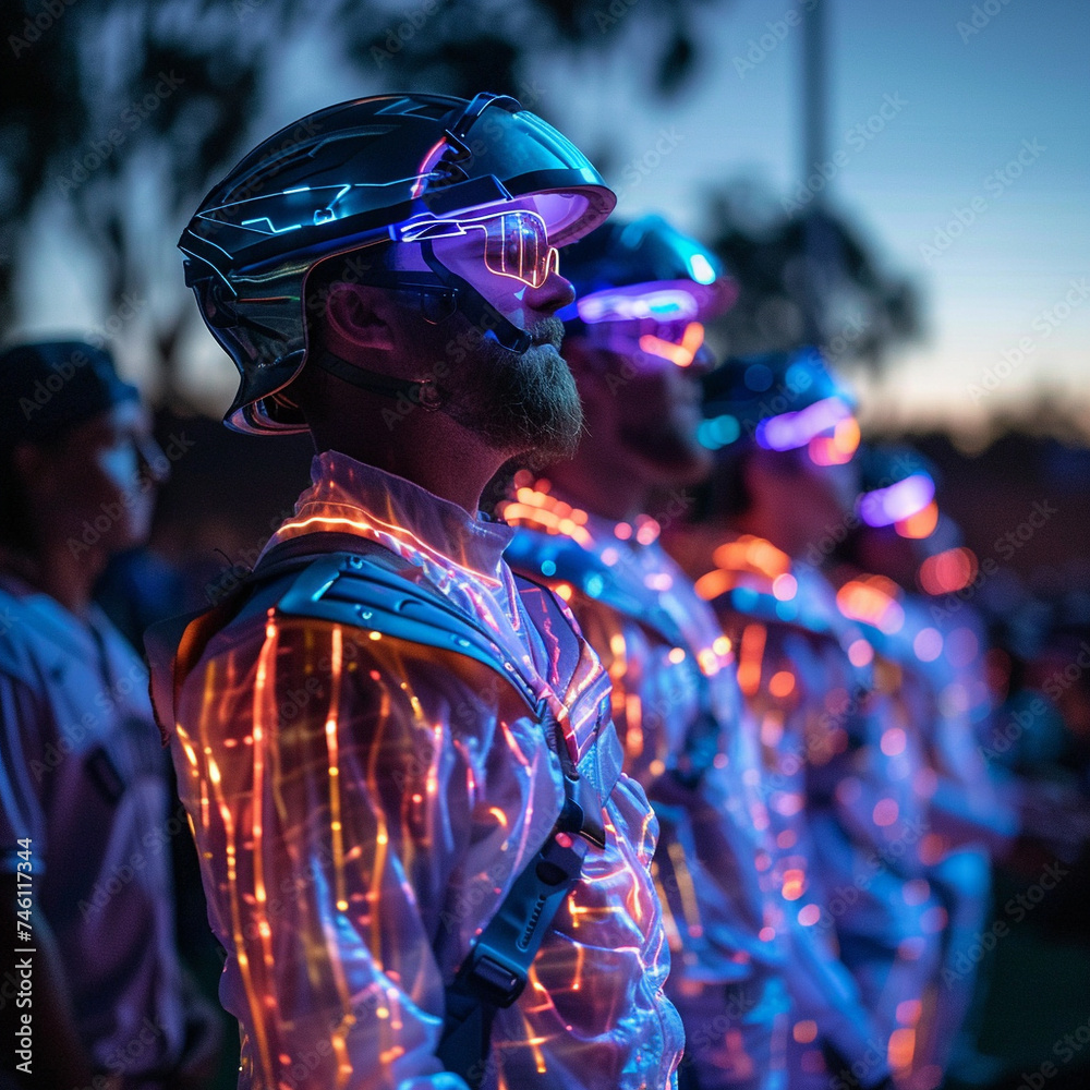 At a sci-fi themed baseball festival, fans and players wear futuristic ...