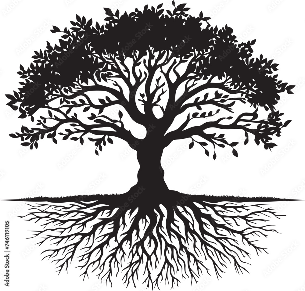 Tree With Roots Silhouettes EPS Tree With Roots Vector Tree With Roots ...