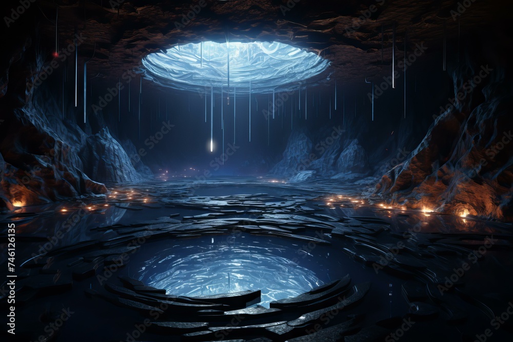 Otherworldly Portal cave holographic. Carmen cenote. Generate Ai Stock ...