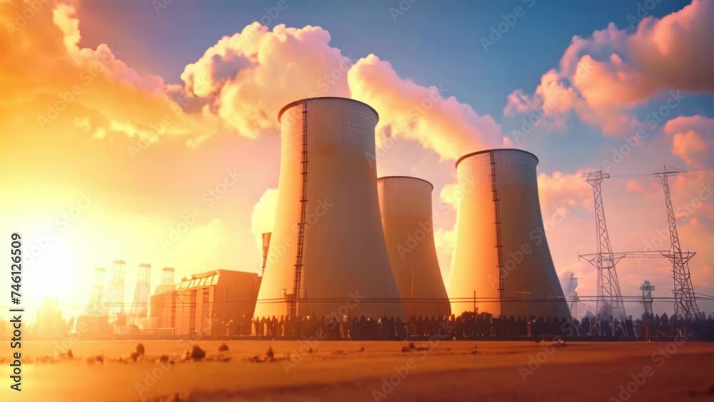 Nuclear power plant generates clean energy through nuclear. Safe and ...