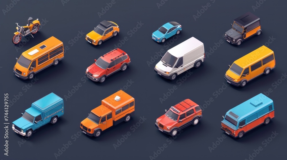High-quality flat 3D isometric icon set featuring various city ...