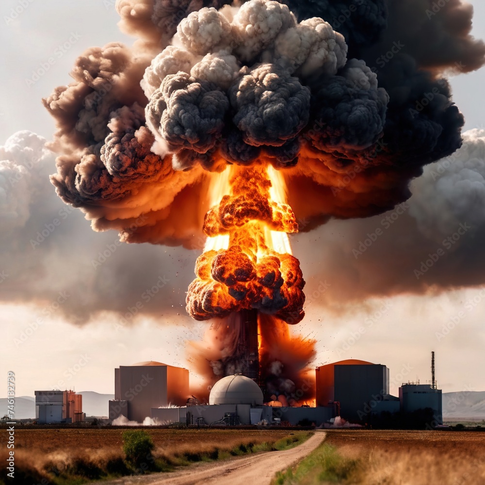 Deadly nuclear explosion from atomic bomb with mushroom cloud Stock ...