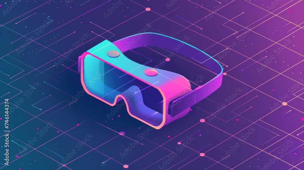 An isometric illustration depicts VR and AR glasses connected to a ...