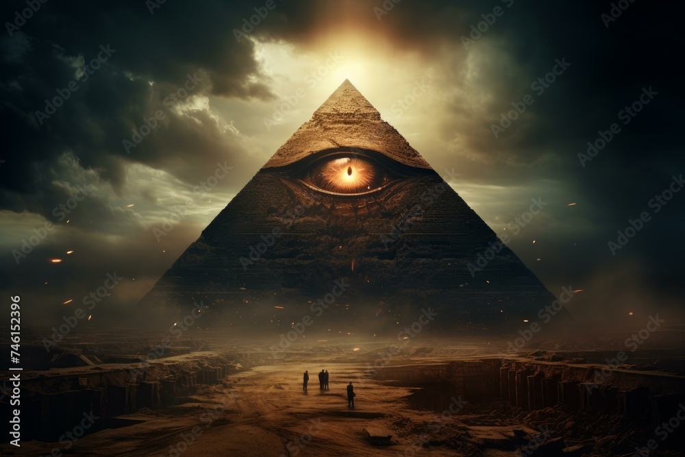Mysterious Pyramid eye creepy. Finance sign. Generate Ai Stock ...