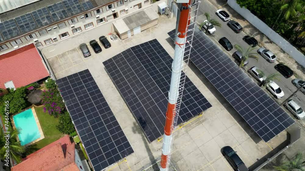 5G antenna solar panels mobile network beach landscape Stock Video ...