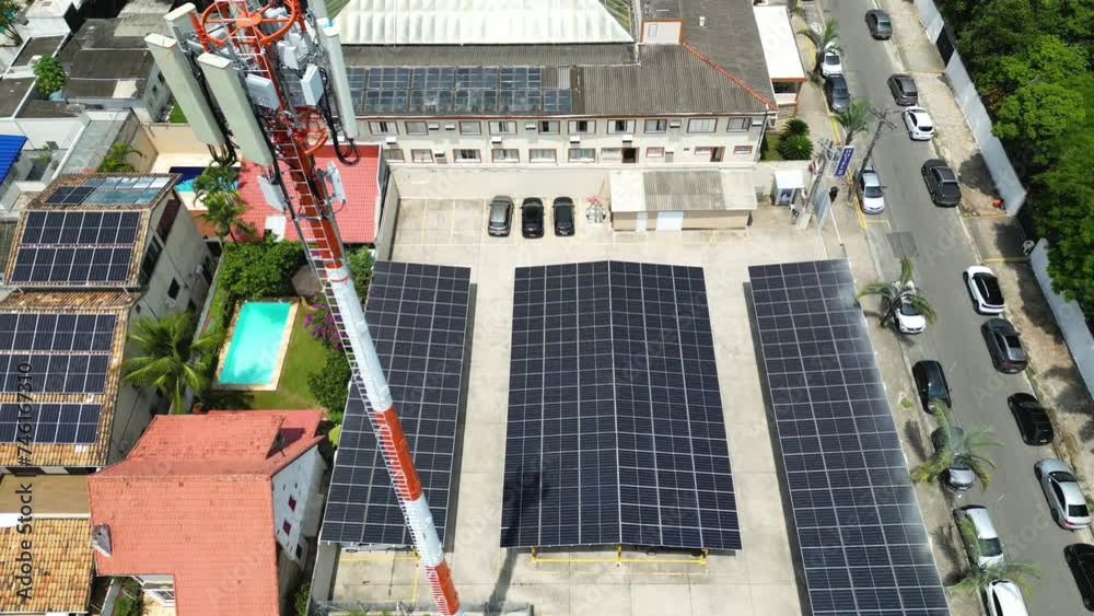 5G antenna solar panels mobile network beach landscape Stock Video ...