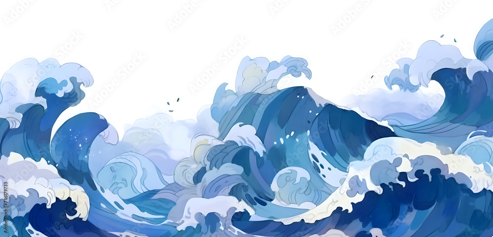 Stylized Ocean Waves Illustration. Artistic rendition of ocean waves ...