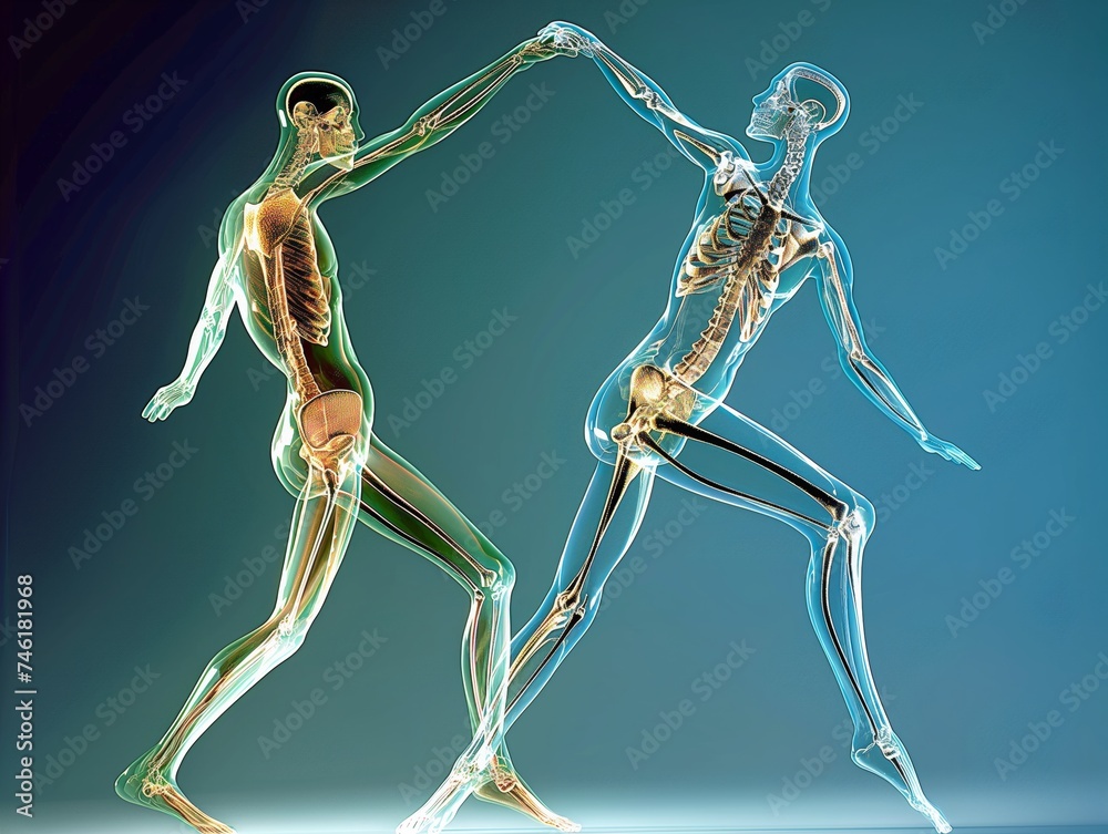 Interaction between two humans - men - as imagined with X-ray vision ...